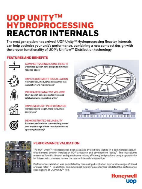 Hydroprocessing Reactor Internals Uop Unity Tech Sheet Pdf Chemical Reactor Physical