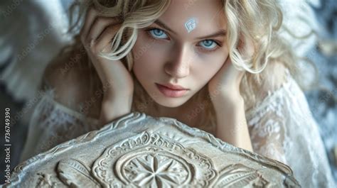 An Angelic Being With Elongated Features And Piercing Blue Eyes Contemplates An Alchemical