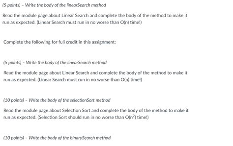 Solved 5 Points Write The Body Of The Linearsearch
