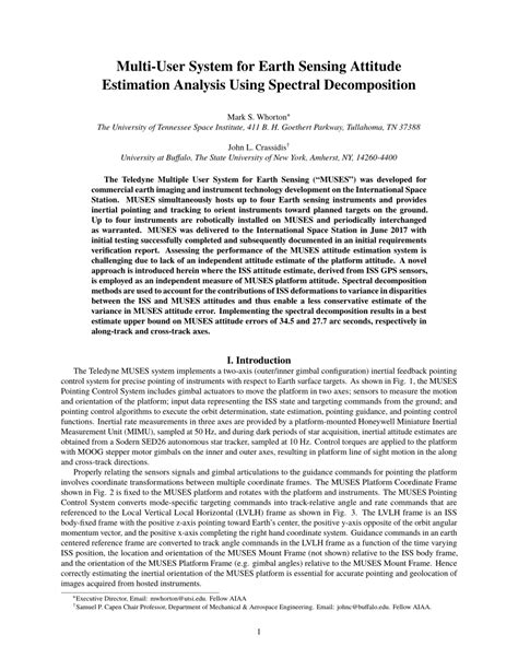 Pdf Multi User System For Earth Sensing Attitude Estimation Analysis