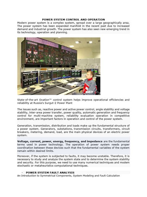 3 0 Power System Control And Operation Pdf Electrical Engineering
