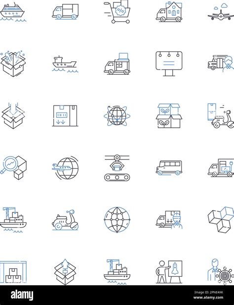 Manufacturing Flow Line Icons Collection Assembly Production Efficiency Optimization