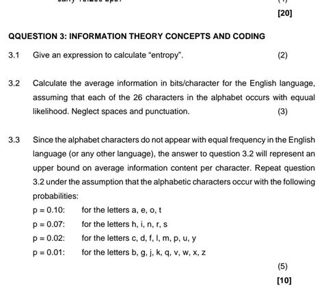Solved 3 2 Calculate The Average Information In Chegg Com