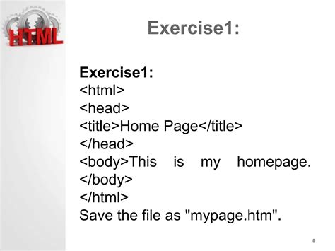 Hyper Text Markup Language Basic Lessons Ppt