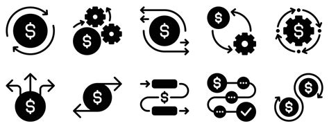 cash flow icon set streamlined solid style collection for financial management 54004637 vector