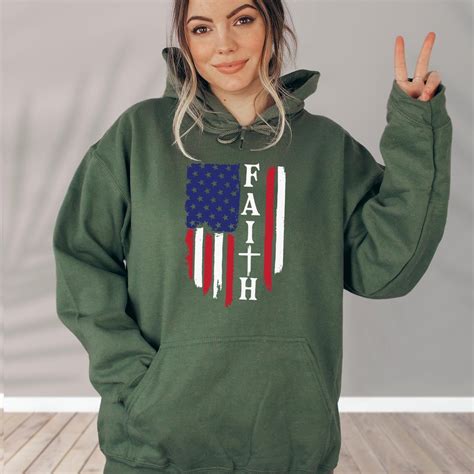 Faith American Flag Hoodie Christian Patriotic Usa Jumper Etsy