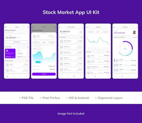 Stock Market App Ui Kit Premium Psd