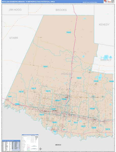 Wall Maps Of Mcallen Edinburg Mission Metro Area Texas