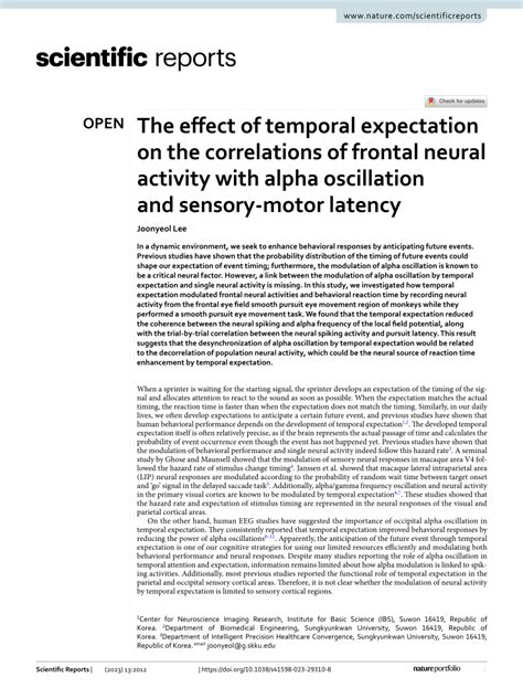 Pdf The Effect Of Temporal Expectation On The Correlations Of Frontal