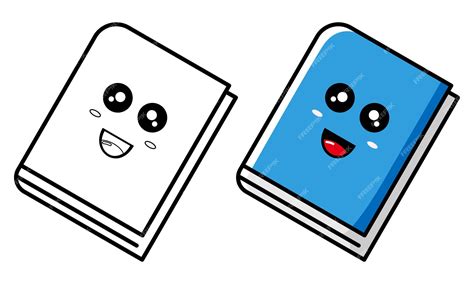 아이들을 위한 귀여운 책 색칠 공부 페이지 프리미엄 벡터