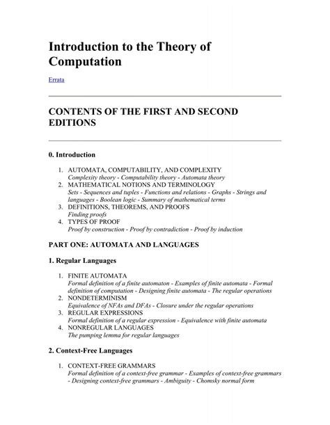 Introduction To The Theory Of Computation