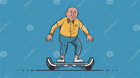 A Cartoon Illustration Of A Man Riding On Top Of An Electric Skateboard