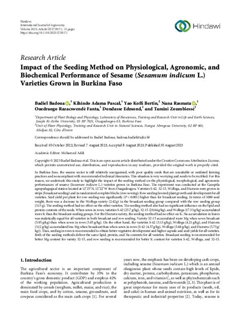Pdf Impact Of The Seeding Method On Physiological Agronomic And