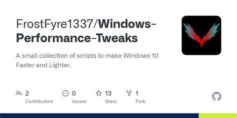 Github Frostfyre1337windows Performance Tweaks A Small Collection Of Scripts To Make Windows