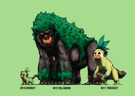 Blacknirrow Grookey Rillaboom Thwackey Nintendo Pokemon Absurdres