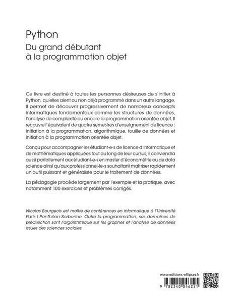 Python du grand débutant à la programmation objet Cours et exercices corrigés e édition