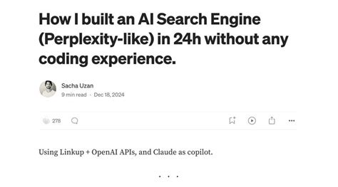 A Fully Functional Ai Search Engine Perplexity Like In Less Than 24h