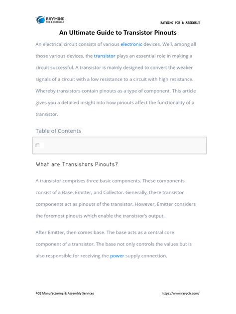 An Ultimate Guide To Transistor Pinouts Pdf Bipolar Junction