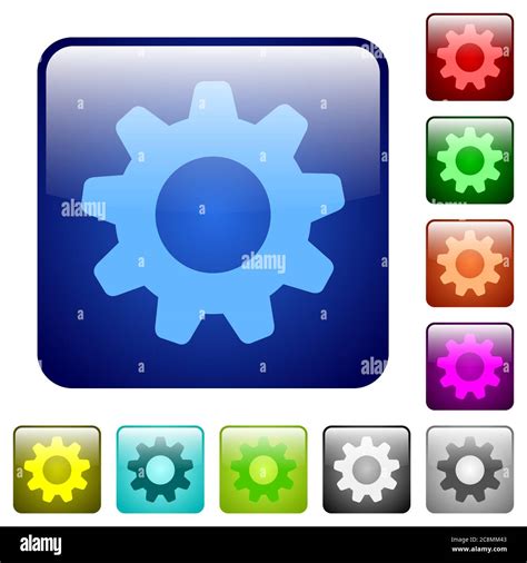 Set Of Settings Color Glass Rounded Square Buttons Stock Vector Image And Art Alamy