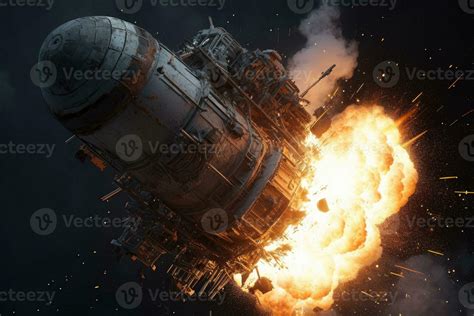 The Spaceship Explodes After Launch Failed Rocket Lift Off And Space