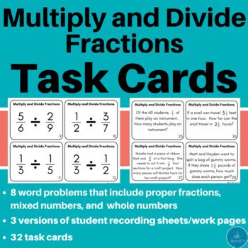 Multiplying And Dividing Fractions Task Cards Math Task Cards Fractions