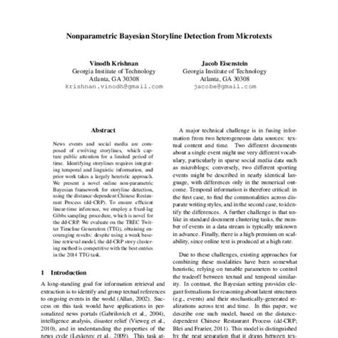 Nonparametric Bayesian Storyline Detection From Microtexts Acl Anthology
