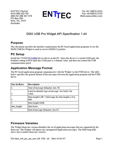 Dmx Usb Pro Api Spec Pdf Computer Networking Computer Engineering