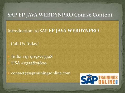 Sap Ep Java Webdynpro Training Course Sap Training Online Ppt
