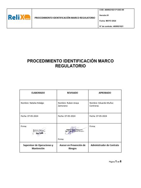 4600021021 P Sso 001 Procedimiento Identificación Marco Regulatorio Rev