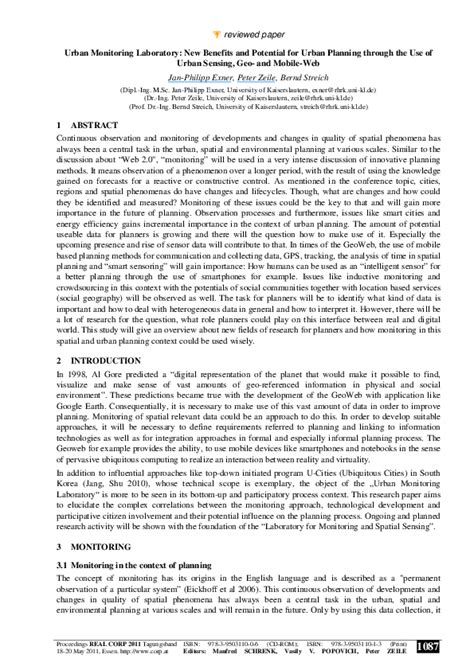 Pdf Urban Monitoring Laboratory New Benefits And Potential For Urban Planning Through The Use