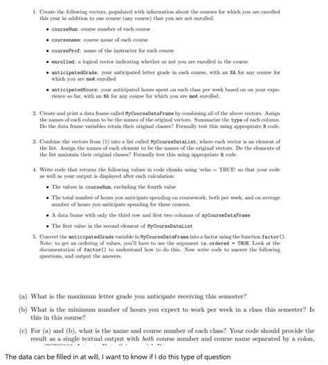 Solved 1 Create The Following Vectors Populated With