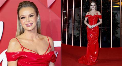 Amanda Holden Wears Red Latex Dress At British Fashion Awards