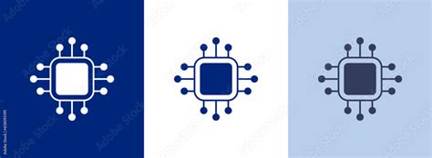 Chipset Icon Chip Modern Logo Of Chipset Or Microchip Outline Style CPUs Flat Chips Symbol