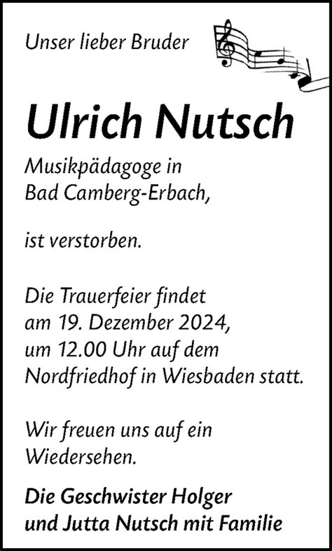 Traueranzeigen Von Ulrich Nutsch Nutsch Vrm Trauerde