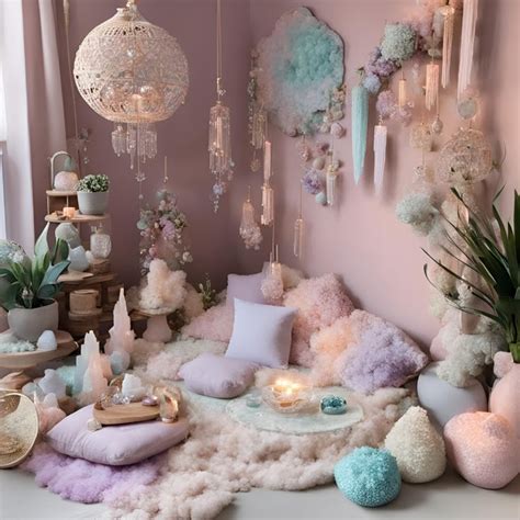 Pastel Coloured Zen Den Meditation Room Decor Crystal Home Decor