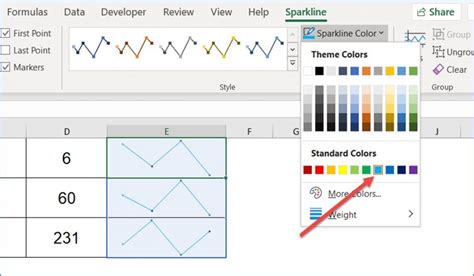 How To Format Line Sparklines Excelnotes