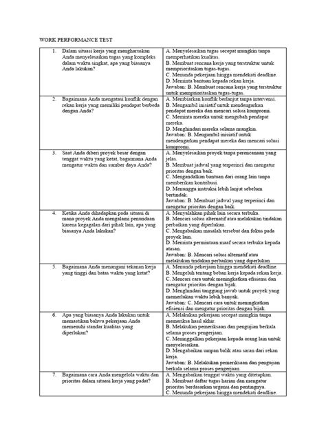 Work Performance Test Pdf