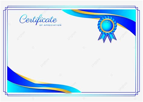 Certificate Border Frame Blue Gradient With Brand Label Certificate Border Design Blue Gold
