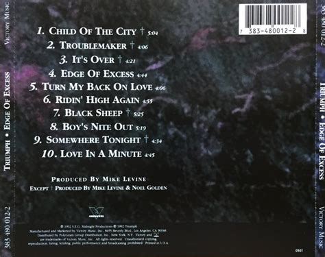 Classic Rock Covers Database Triumph Edge Of Excess 1992