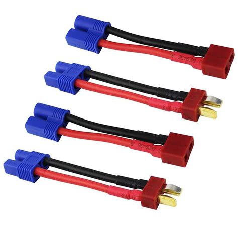 4pcs Rc Lipo Battery Connector Adapter Compatible With Ec3 To Deans T