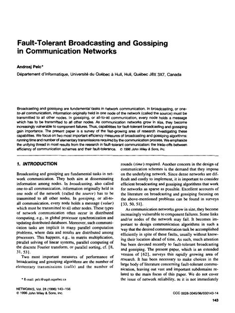 Pdf Fault Tolerant Broadcasting And Gossiping In Communication Networks Dokumen Tips