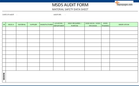 Msds Template Excel