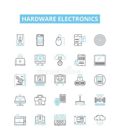 Hardware Electronics Vector Line Icons Set Hardware Electronics Components Computers