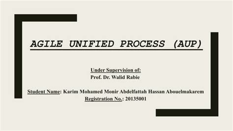 agile unified process aup pptx