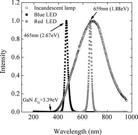 Spectral Distribution Of The Light Sources Red LED Blue LED And Download Scientific Diagram