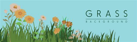 Spring Garden Grass And Flowers Border Cartoon Vector Flower