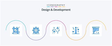 design and development blue 5 icon pack including development coding gear programing design