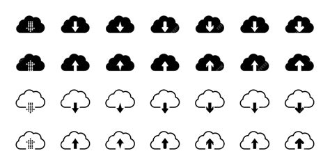 premium vector set of cloud download vector icons black linear