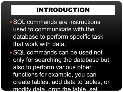 Commands Of Dml In Sql Pptx