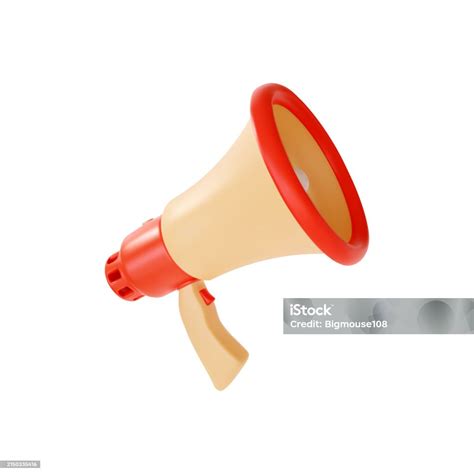 3d 빨간색과 흰색 컬러 메가폰 만화 디자인 스타일입니다 벡터 3차원 형태에 대한 스톡 벡터 아트 및 기타 이미지 3차원 형태 개념 개념 기호 Istock